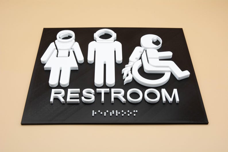 Custom Space Theme 3D Handicap Restroom Toilet Signs Braille Bathroom ...