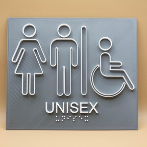 Custom Western 3D Unisex Handicap Toilet Signs Braille Bathroom ...