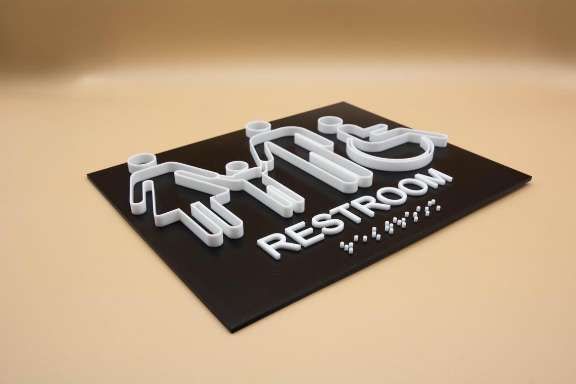 Custom Basic 3D Family Handicap Restroom Toilet Signs Braille Bathroom ...