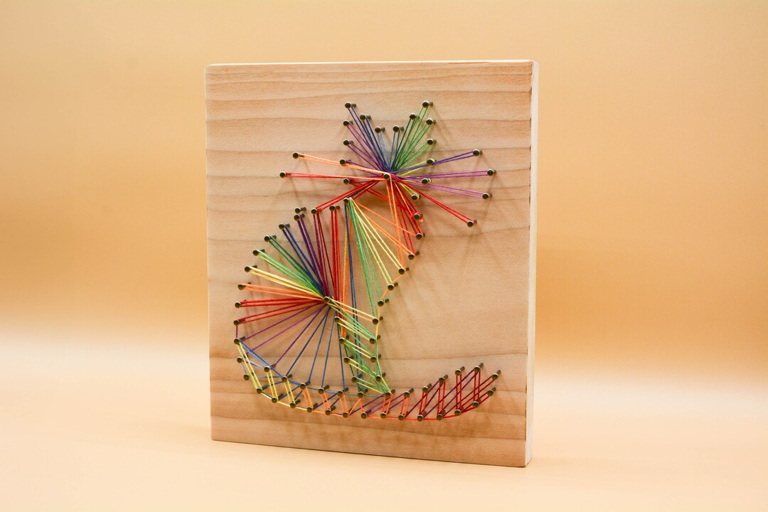String Art Rainbow Cat Kitten Big Whiskers for Wall or Desk - Etsy