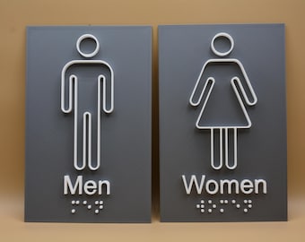 Custom Basic 3D Men Women Cowboy Cowgirl Western Toilet Signs Braille ...