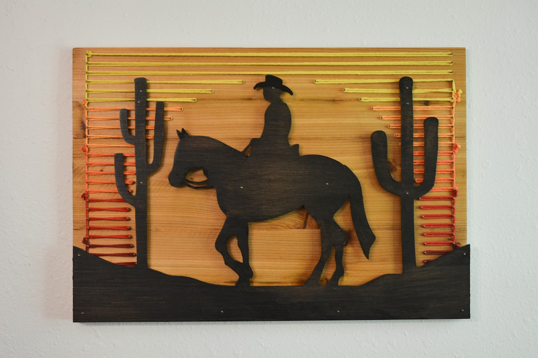 Custom String Art Rustic Western Lonesome Cowboy Dusk on Cedar South ...