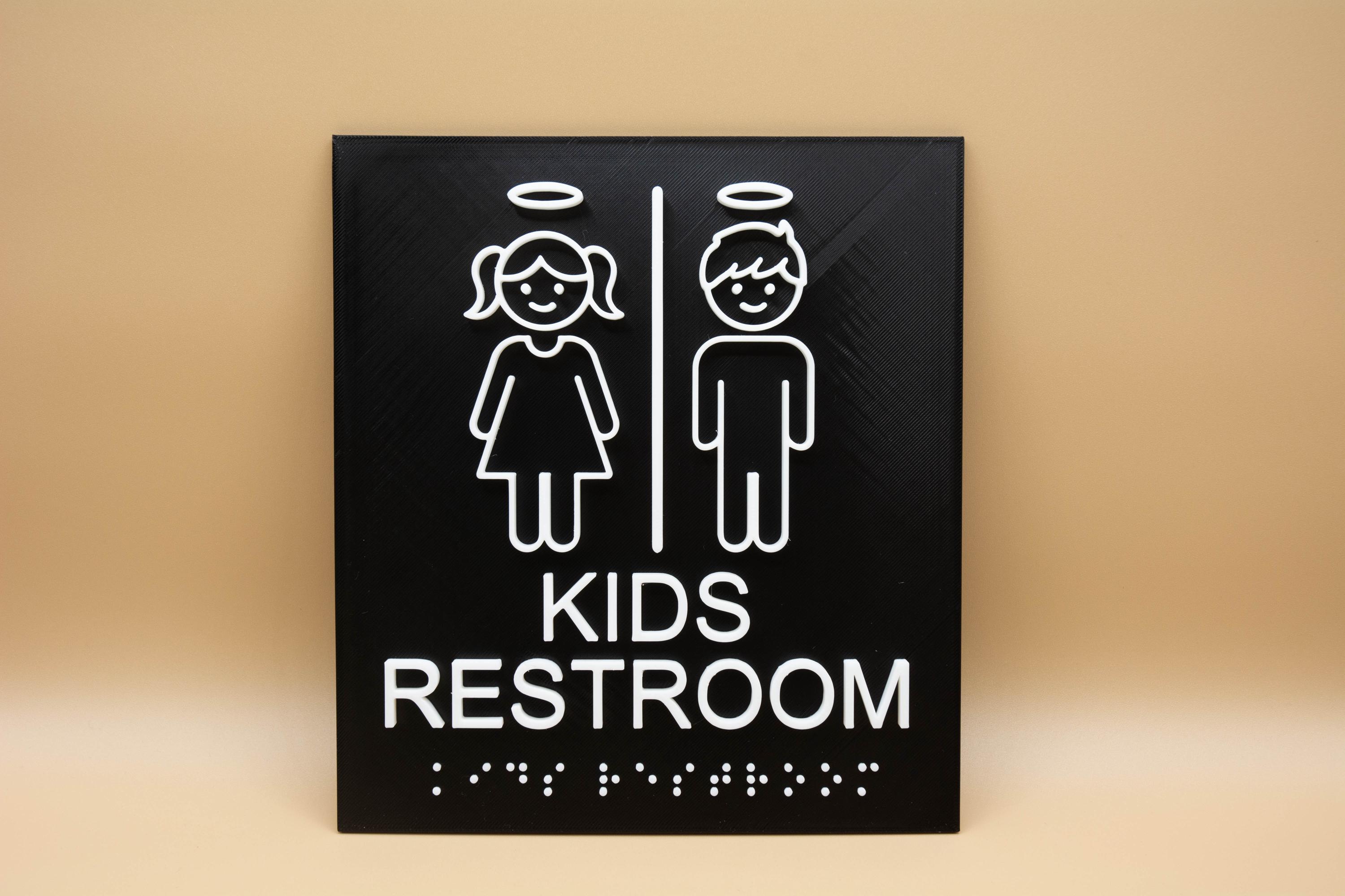 Custom Basic 3D Kids Restroom Toilet Signs Braille Bathroom USA ADA ...