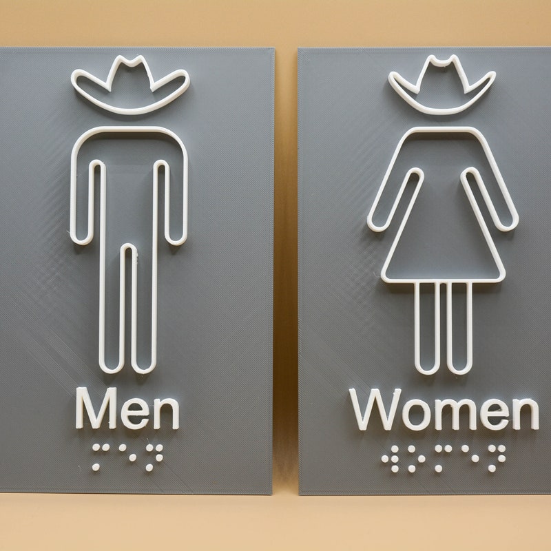 Silver Restroom Signs - Etsy