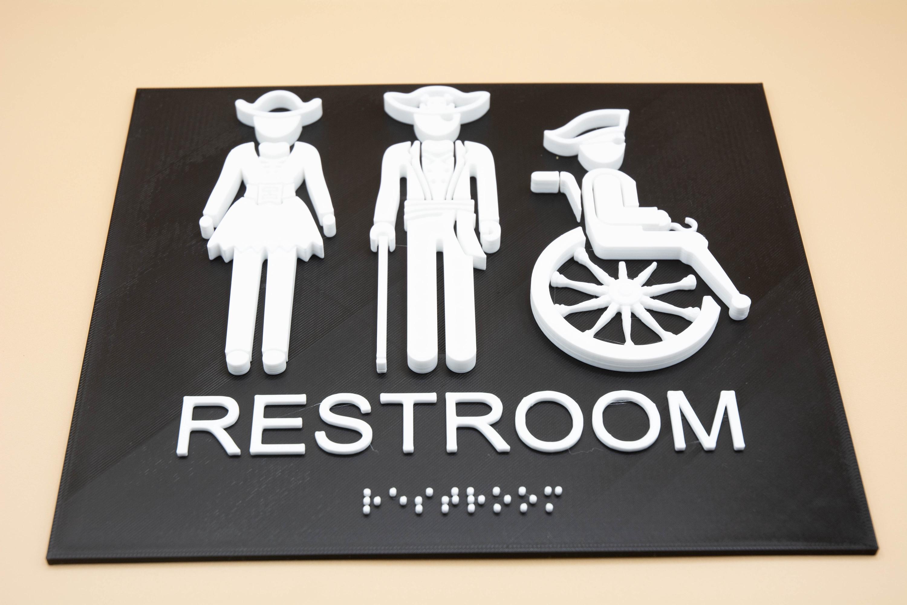 Custom Pirate Theme 3D Handicap Restroom Toilet Signs Braille Bathroom ...