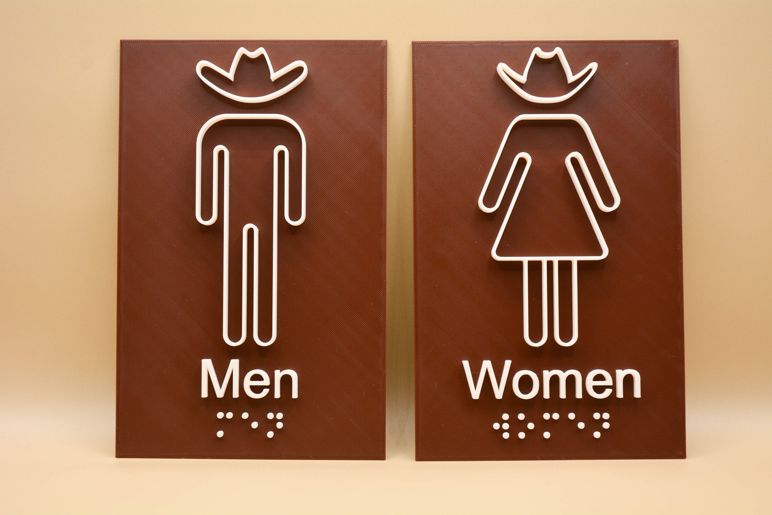 Custom Basic 3D Men Women Cowboy Cowgirl Western Toilet Signs Braille ...