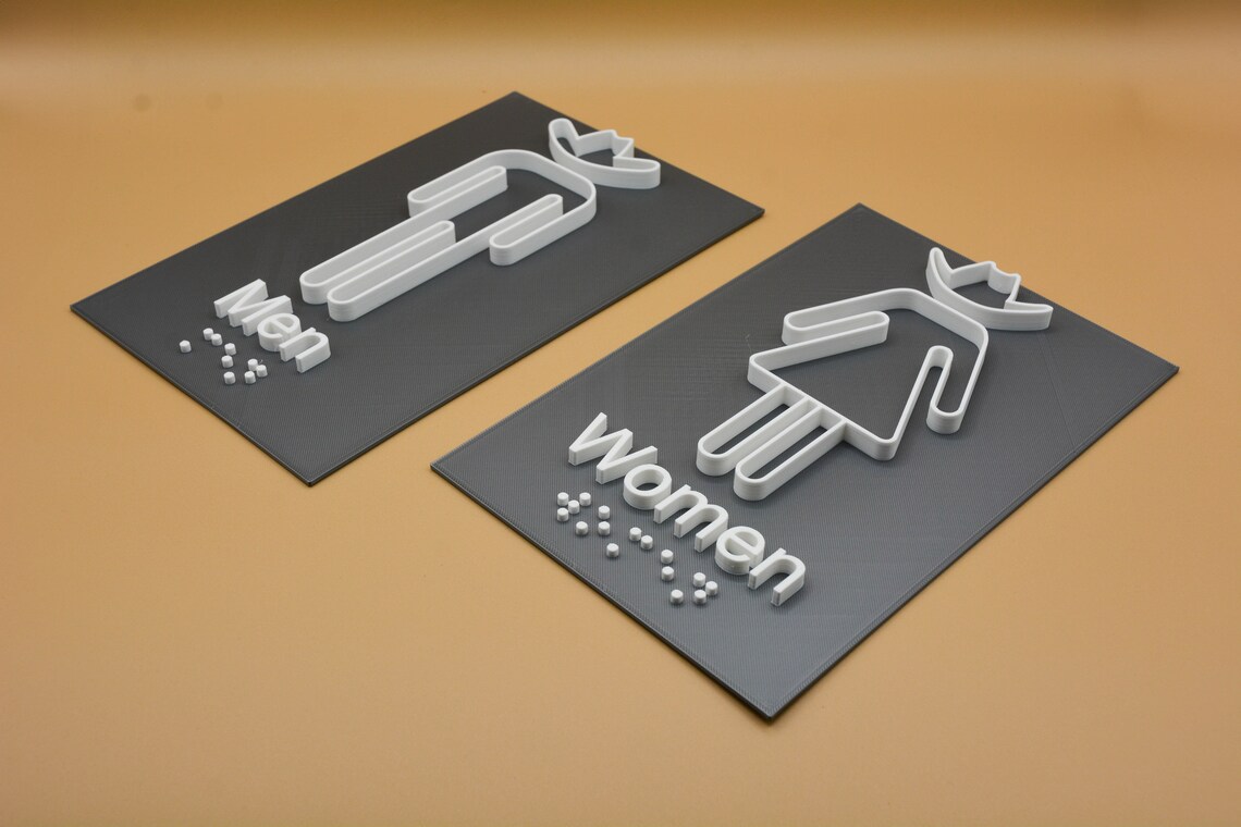 Custom Basic 3D Men Women Cowboy Cowgirl Western Toilet Signs Braille ...