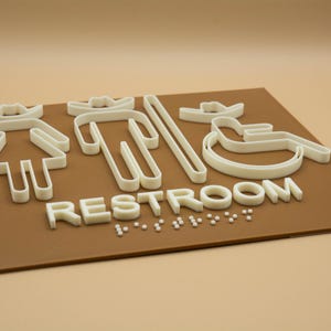Custom Western 3D Unisex Handicap Toilet Signs Braille Bathroom ...