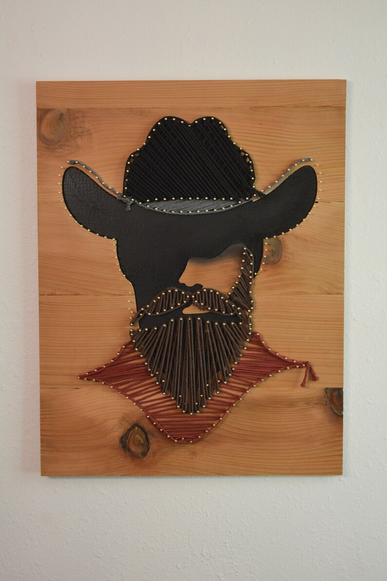 Custom String Art Rustic Western Cowboy Man on Cedar South Texas Wall ...