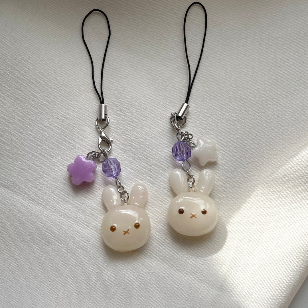 Miffy Bunny Phone Charm Keychain Handmade Polymer Clay Charm Coquette ...