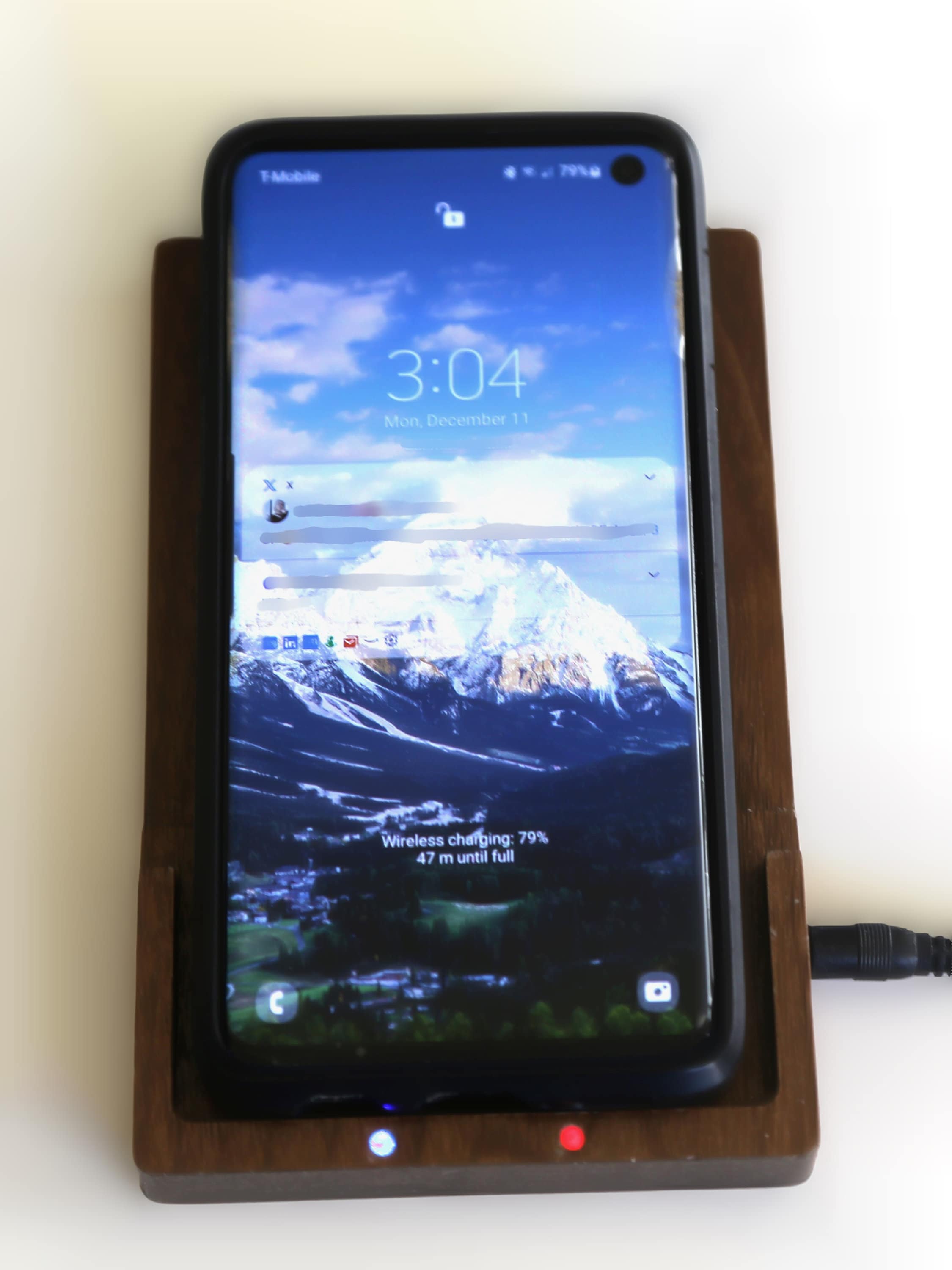 Walnut Wireless Phone Charger Stand USB iPhone Android Cradle Travel ...