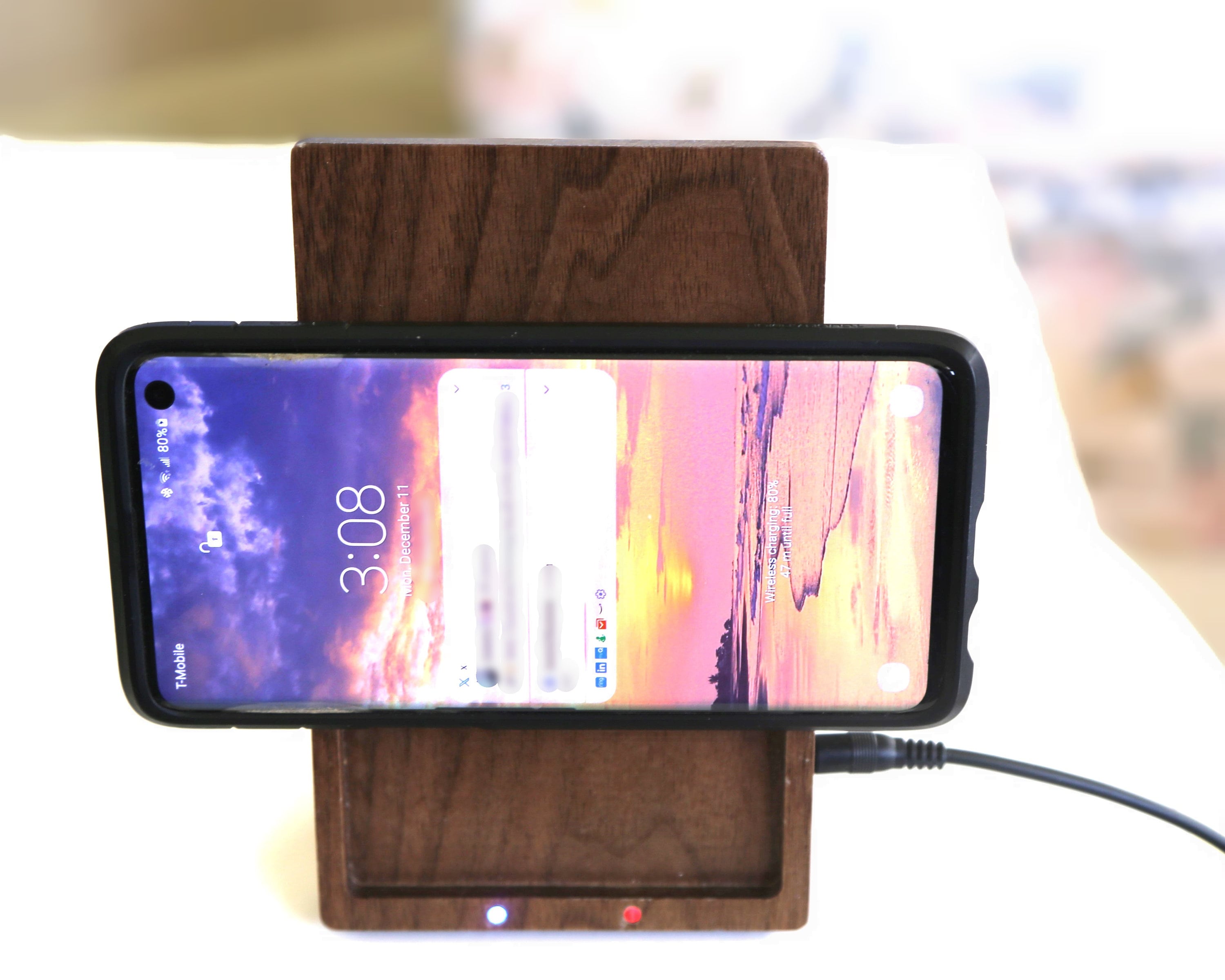 Walnut Wireless Phone Charger Stand USB iPhone Android Cradle Travel ...