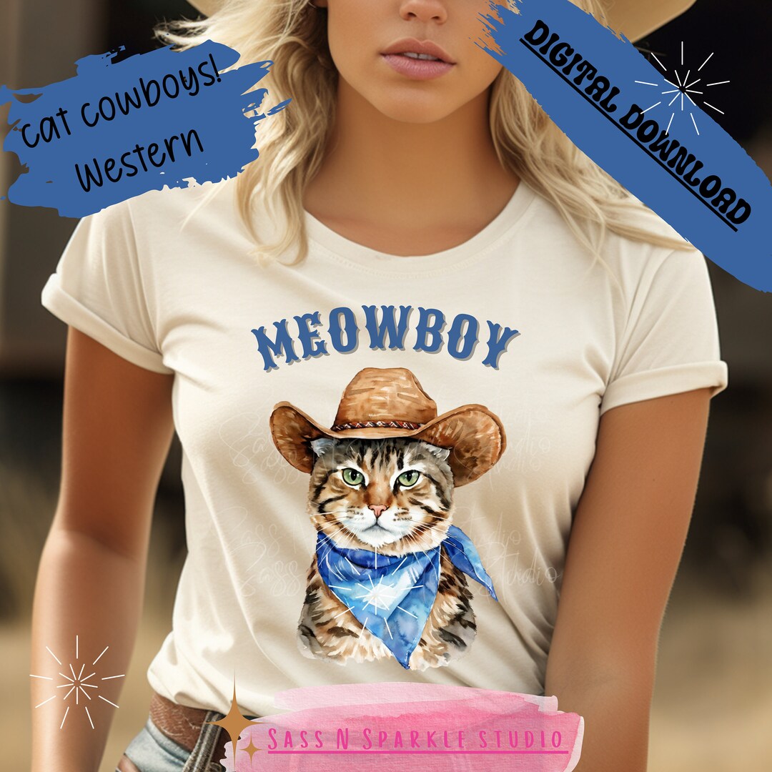 Cat Cowboy Meowboy Kitten Digital Download Png Gift Present Mom Mama ...