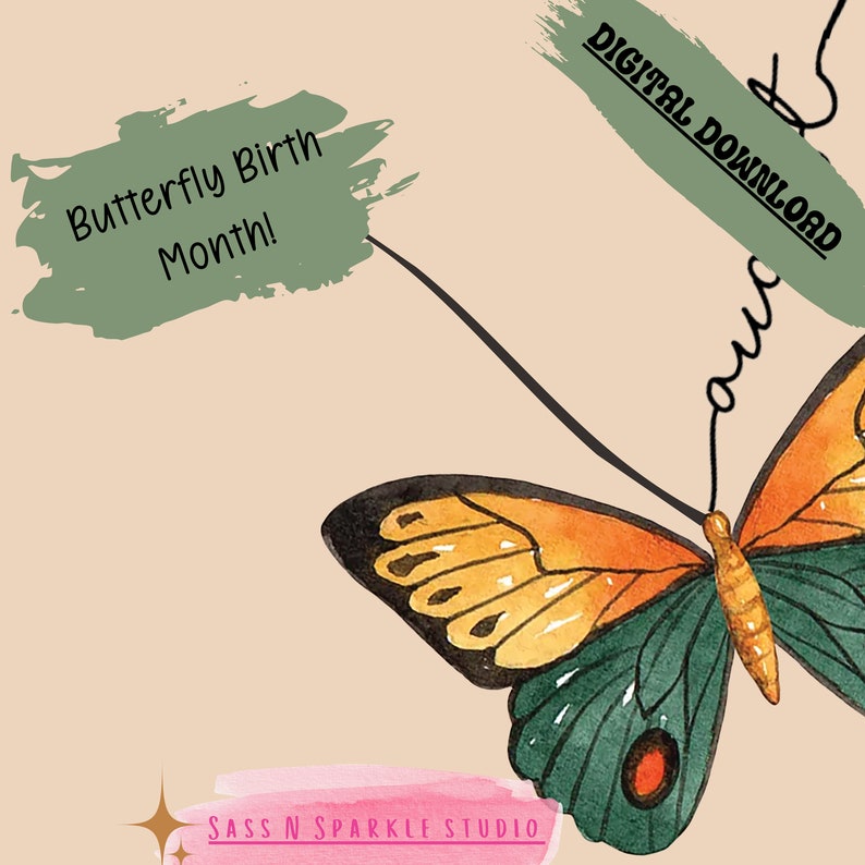 Butterfly Birth Month Digital Download Png Gift Present Mom Mama Mother ...