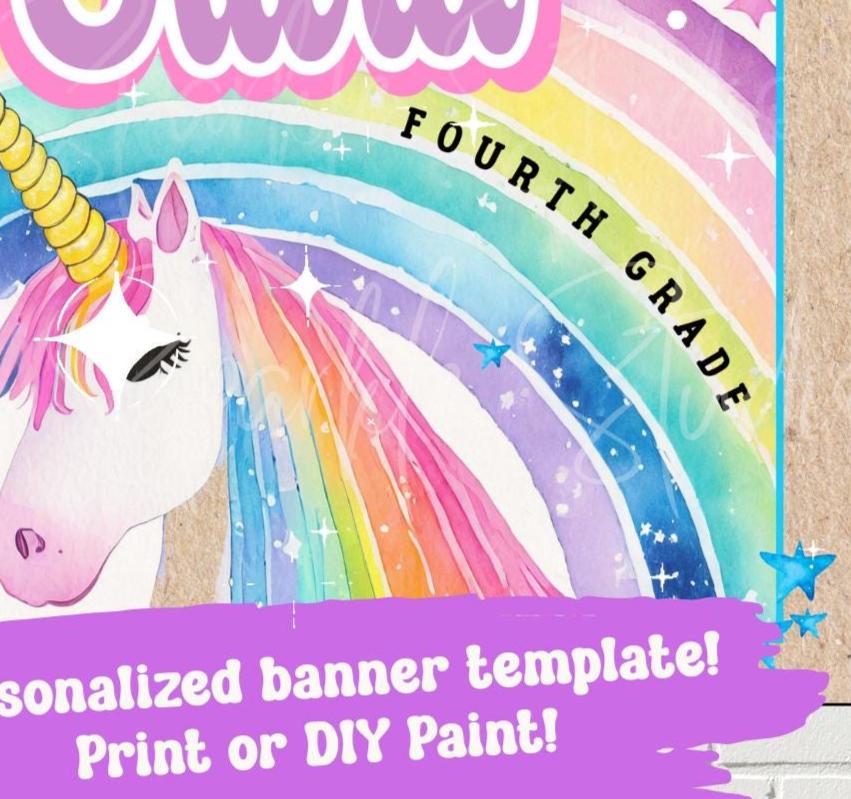 Personalized Girl Back to School Hand Painted Banner Template or ...