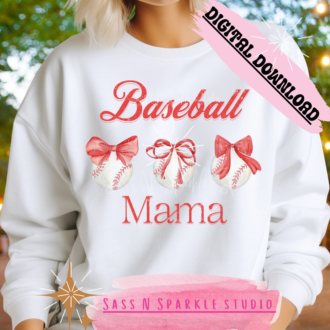 Coquette Aesthetic Baseball Mama Pink Bow Cottage Core Digital Download ...