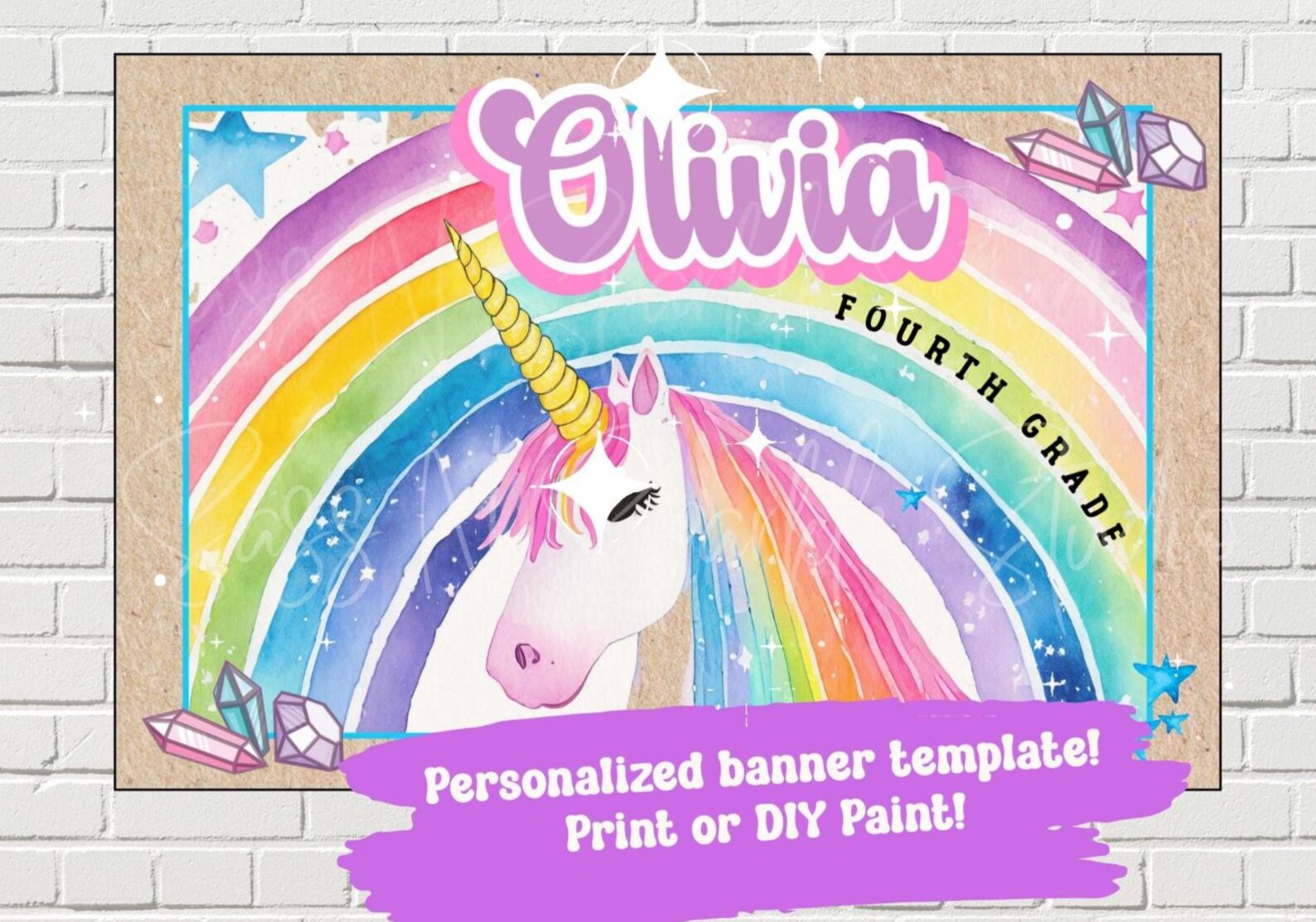 Personalized Girl Back to School Hand Painted Banner Template or ...