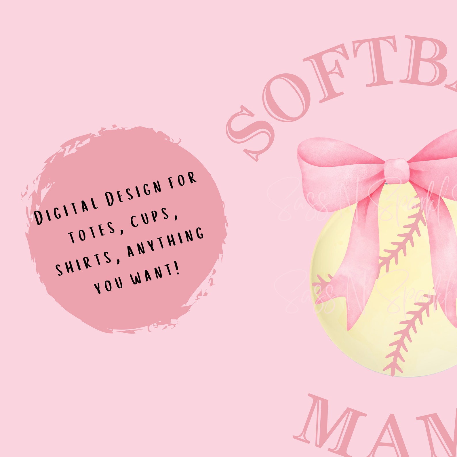 Coquette Aesthetic Softball Mama Mom Mothers Day Pink Bow Cottage Core ...