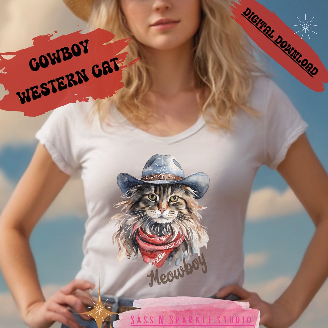 Cat Cowboy Hat Meowboy Kitten Digital Download Png Gift Present Mom ...