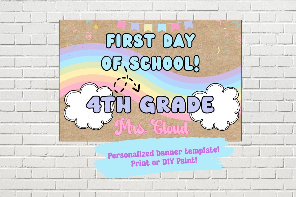 Personalized Teacher Back to School Hand Painted Banner Template ...