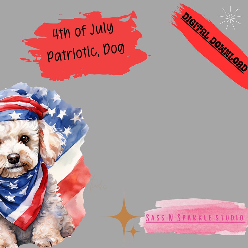 Happy 4th of July Patriotic Poodle Dog Holiday Party Firework Trendy ...