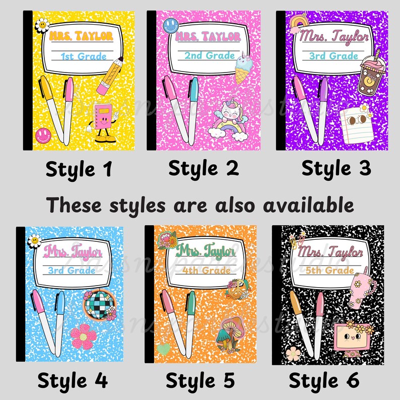 Personalized Composition Notebook Trendy Chenille Faux Patches Teacher ...