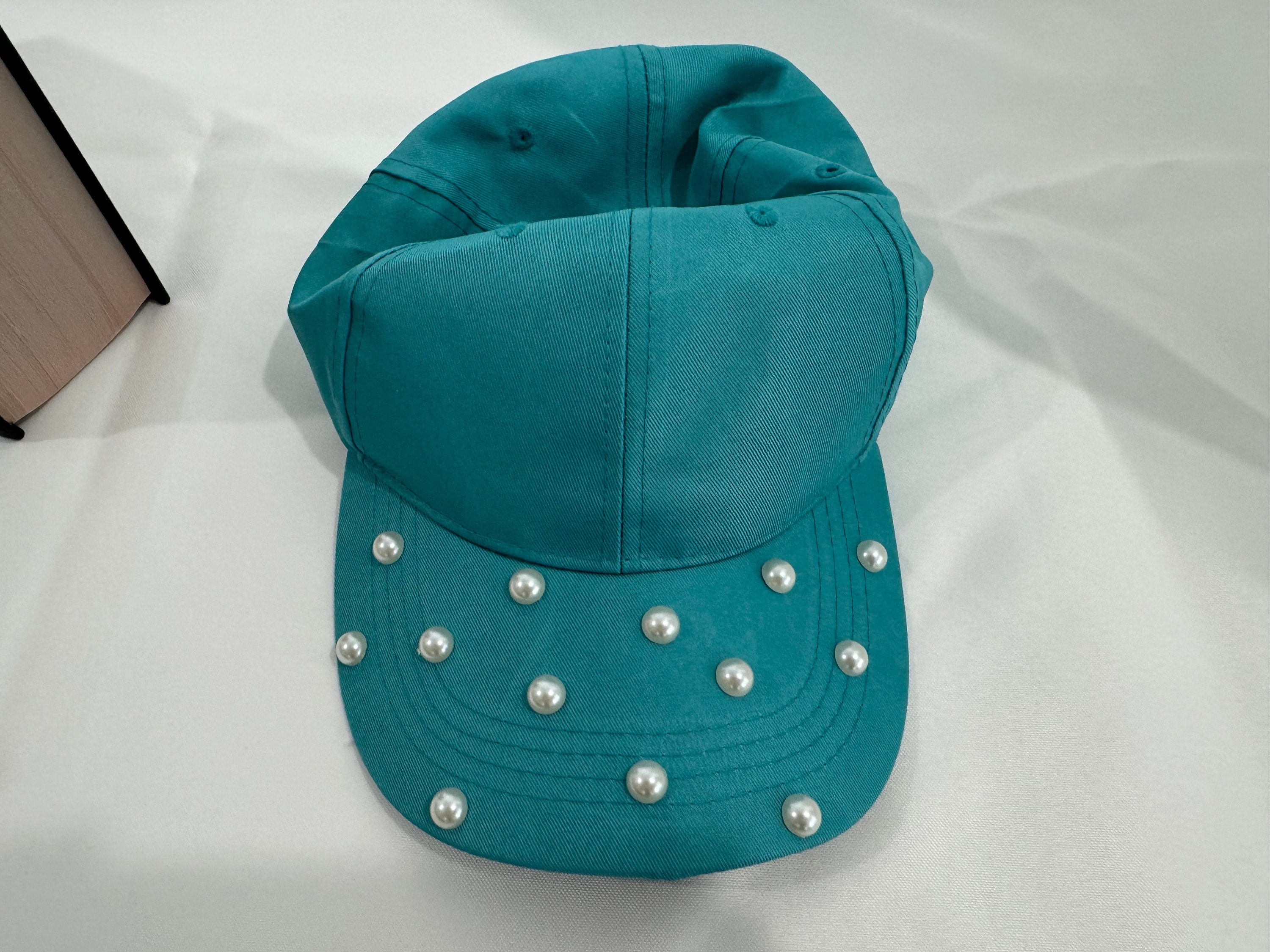 Pearl Embellished Baseball Cap 3 Colors: Teal, Purple Denim, & Grey - Etsy
