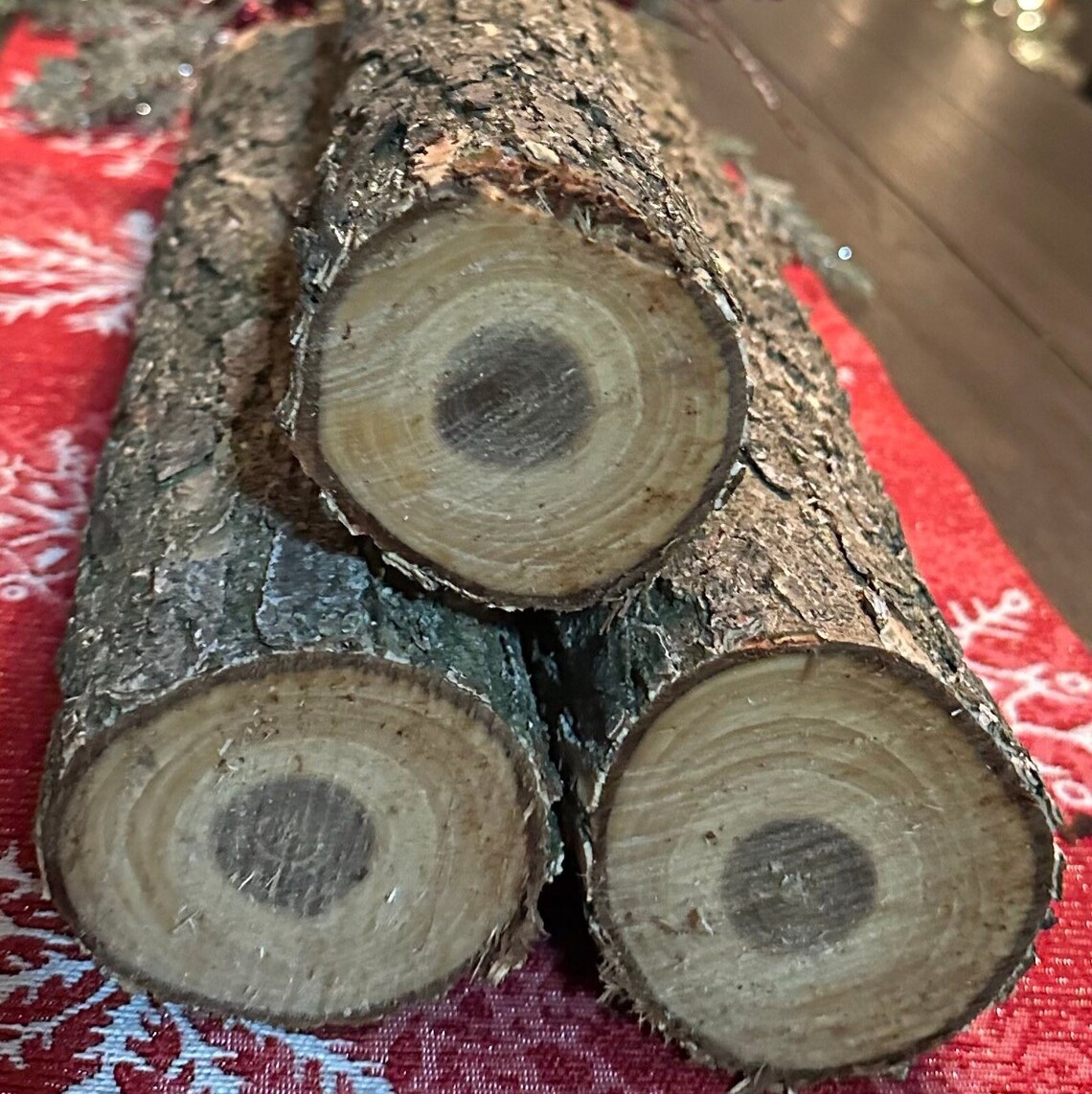 Set of 3 Live Edge Logs, Wood Tree Slice, Rustic Home Decor, Farmhouse ...