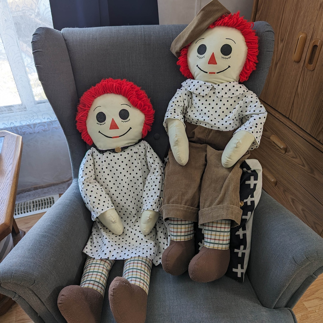 Vintage Handmade Extra Large Raggedy Ann and Andy Dolls, 1970s/1980s ...