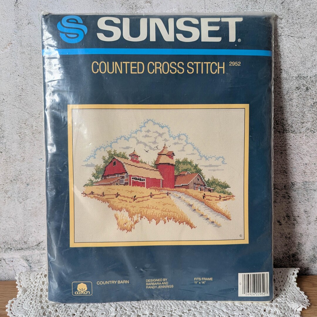 Vintage New Old Stock Counted Cross Stitch Kit, Country Barn Pattern - Etsy