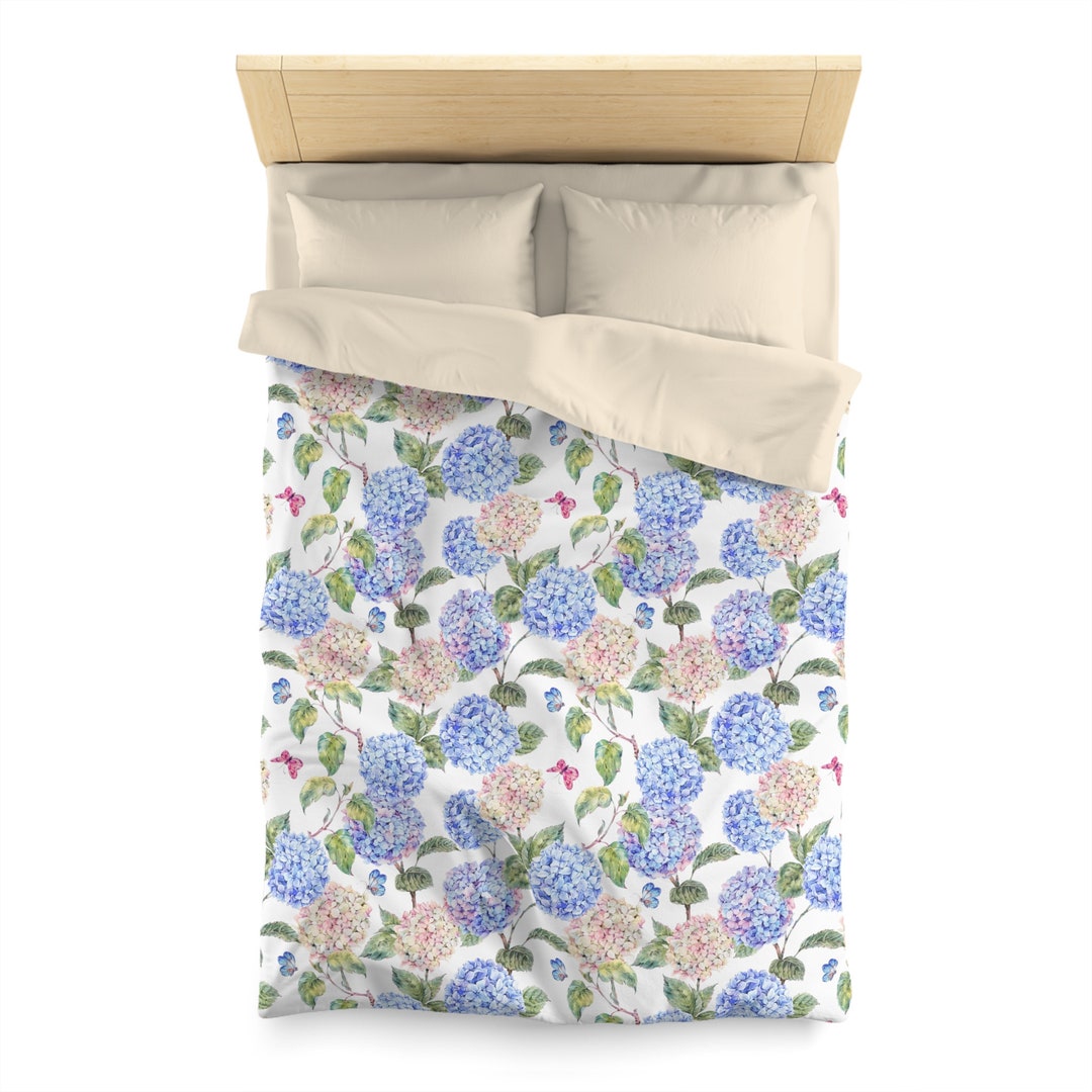 Pink & Blue Hydrangea Duvet Cover - Etsy