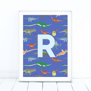 Letter 'R' in Blue Dinosaurs Design Digital Download Printable Art in 5 ...