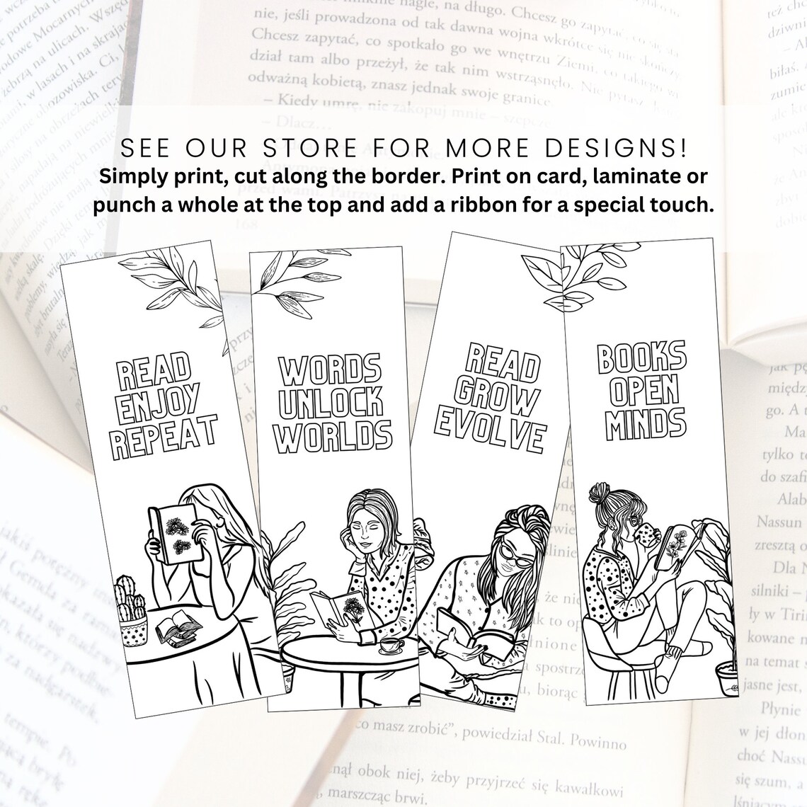 4 X PRINTABLE BOOKMARKS Bundle Colour in Design, Instant Download ...