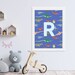 Letter 'R' in Blue Dinosaurs Design Digital Download Printable Art in 5 ...