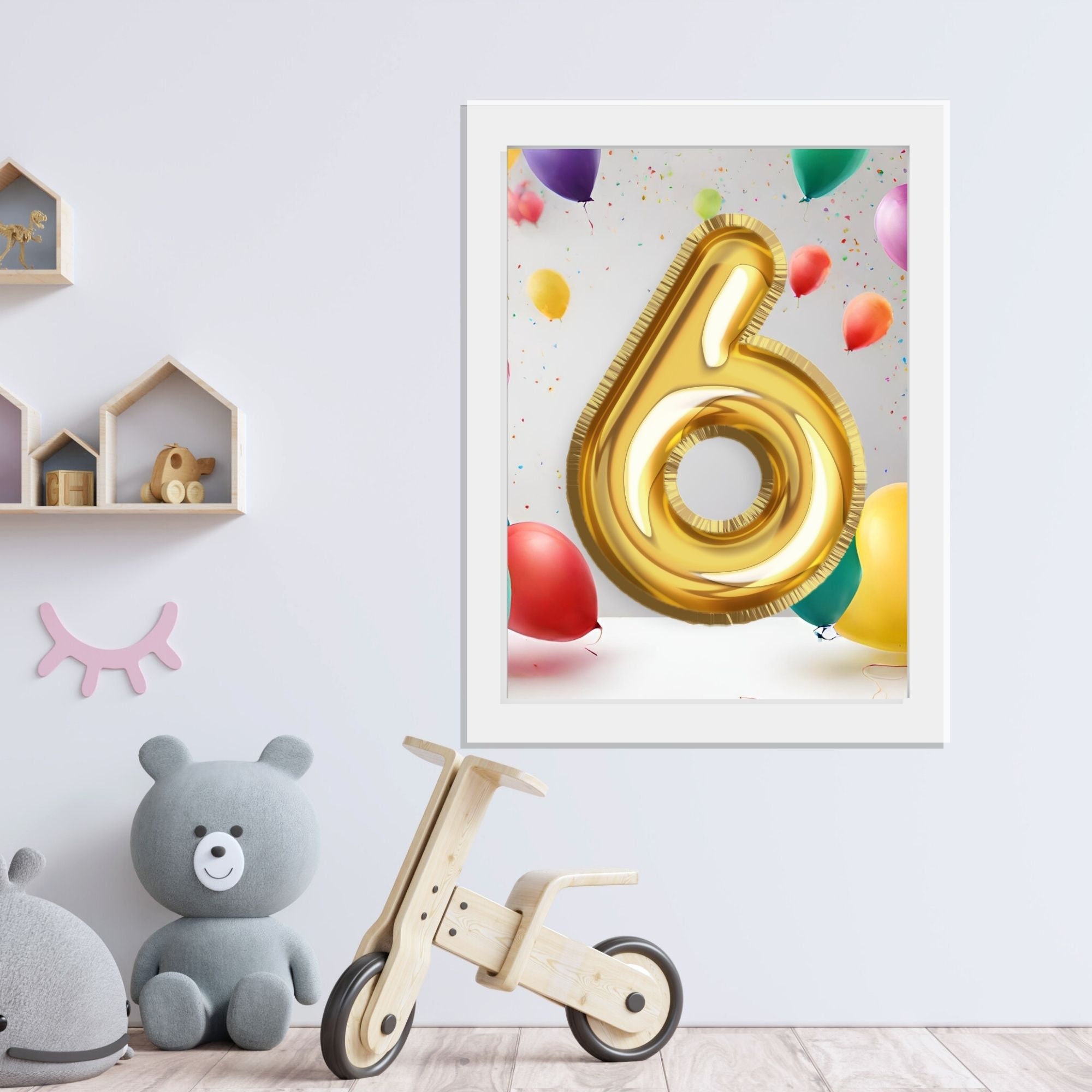 Number '6' in Gold Party Balloon Design Digital Download Birthdays ...