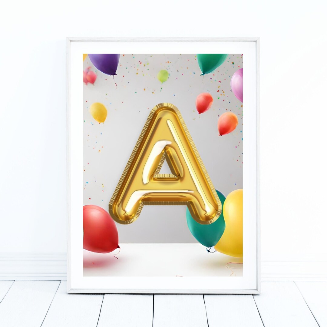 Letter 'A' in Gold Party Balloon Design Digital Download Birthdays ...