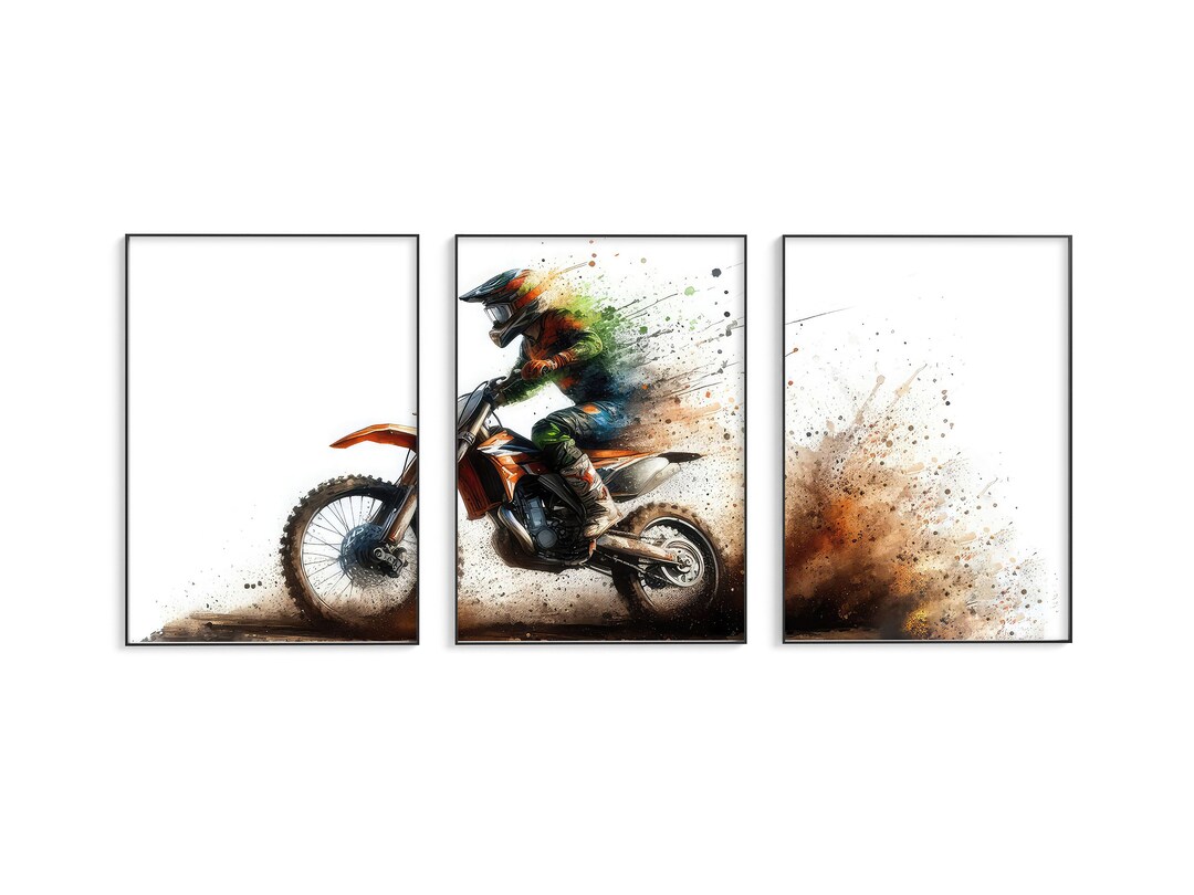 Motocross Three Frames, Digital Download, Printable Wall Art, Painting ...