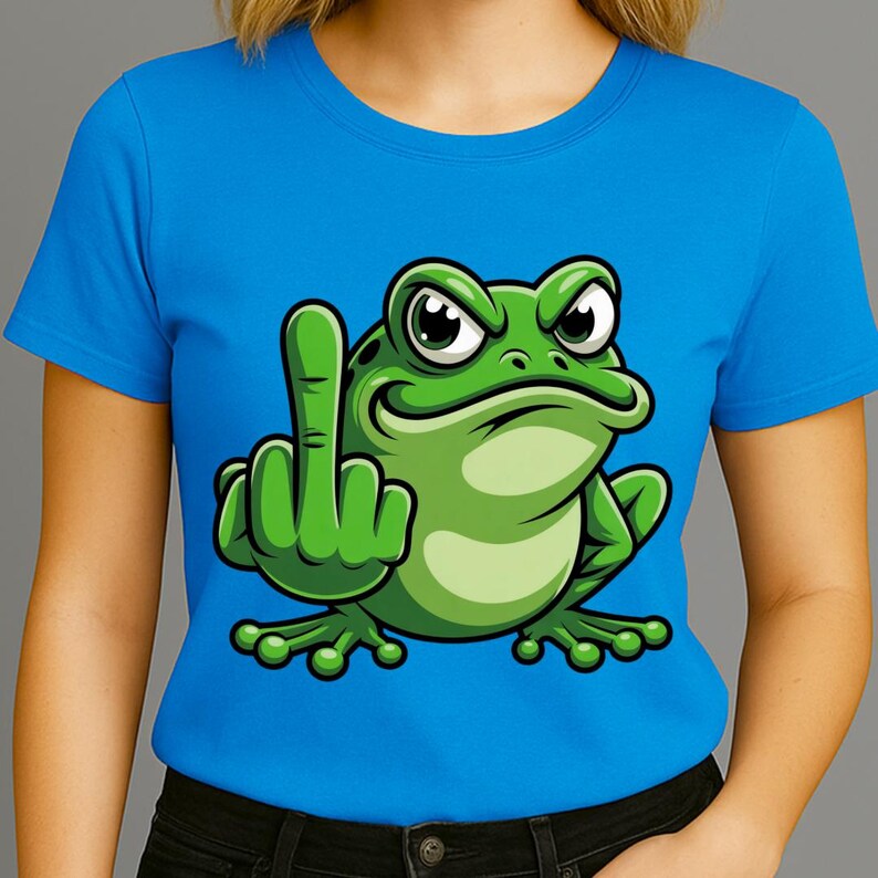 Angry Frog Middle Finger PNG, Funny Rude Frog Cartoon Design, Edgy ...