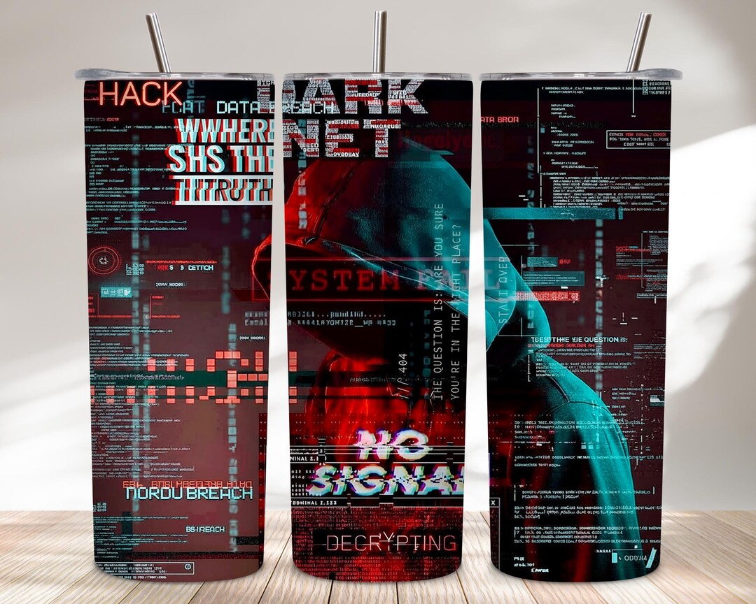 Hacker Cyberpunk Tumbler Wrap PNG, Glitch Tech Cyber Design, Dark ...
