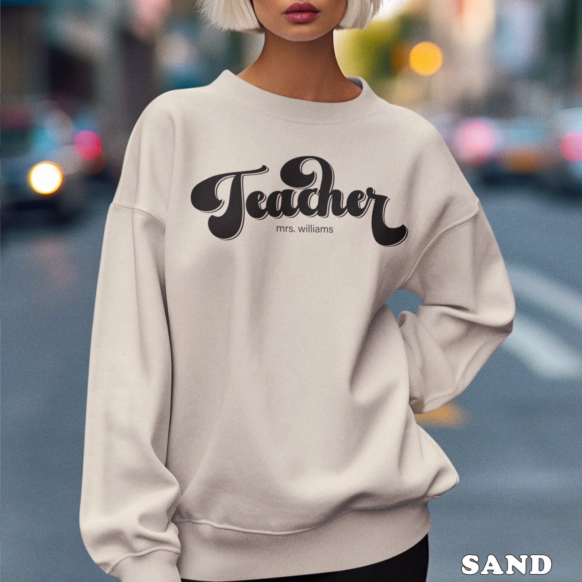 Custom Teacher Last Name Sweatshirt Teacher Mrs Sweatshirt Cute