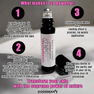 Castor Oil & Frankincense Under Eye Rollerball, Organic Cold Pressed Castor Oil Infused With Max ...