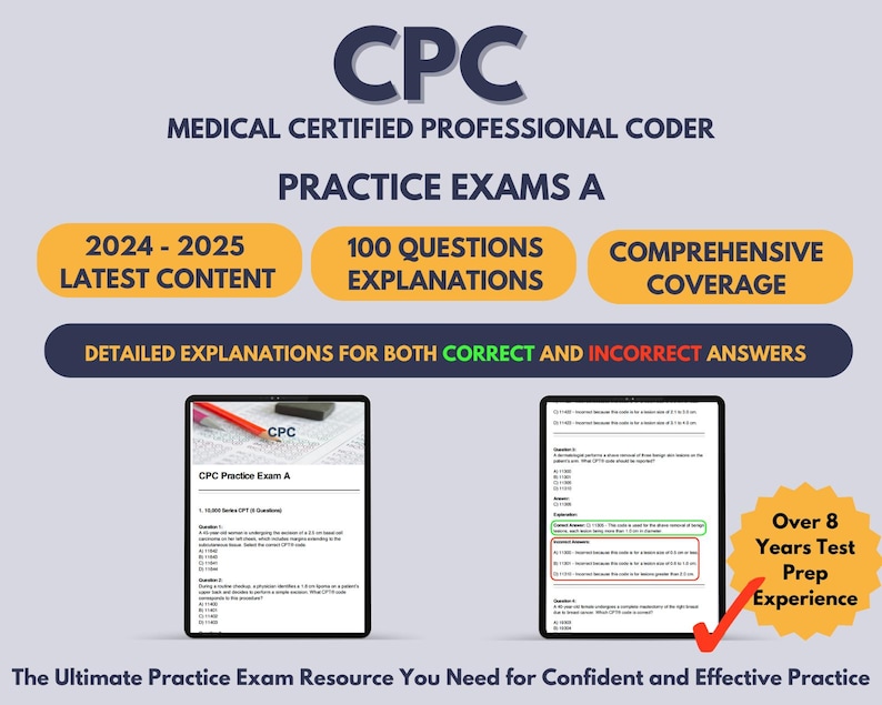 CPC Practice Exam A: 2024-2025 Medical Coding Test Prep (PDF) - Etsy