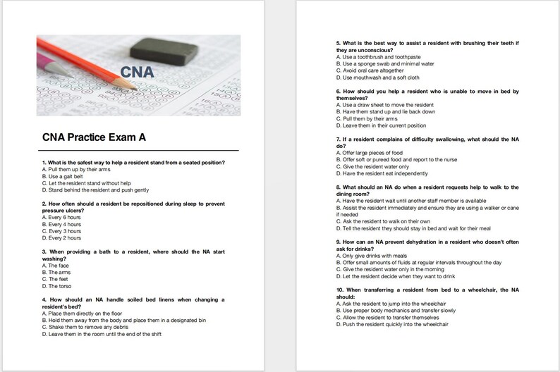 CNA Practice Exam: 70 Questions, Detailed Explanations (PDF) - Etsy