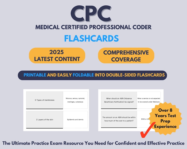 CPC Flashcards: 2025 Medical Coding Exam Prep (PDF) - Etsy