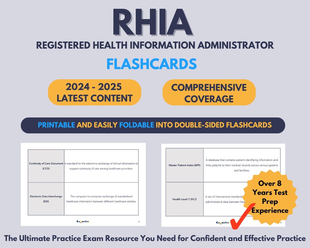 RHIA Flashcards | 2024-2025 Registered Health Information Administrator ...