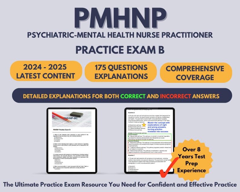 PMHNP-BC Practice Exam Packages B | Psychiatric-mental Health Nurse ...