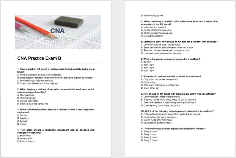 CNA Practice Exam Bundle: 210 Questions & Explanations (PDF) - Etsy