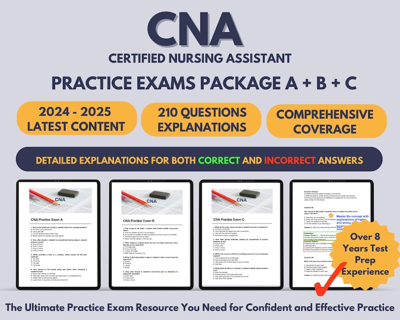 CNA Practice Exam Bundle: 210 Questions & Explanations (PDF) - Etsy