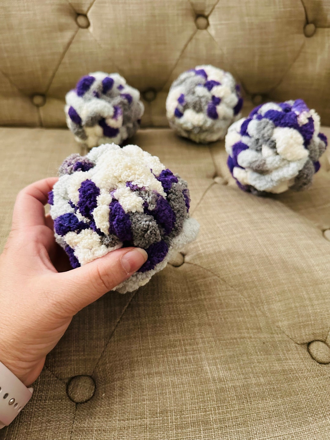 De-stress Fuzzy Hand Knit Ball - Etsy