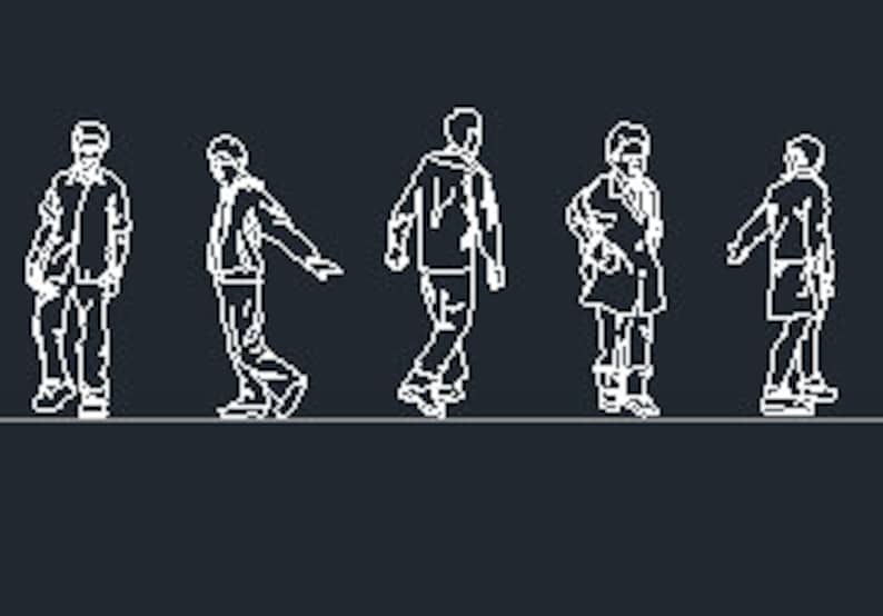 AutoCAD, DWG Vista 2D y plano de personas, Plantilla AutoCAD, Paquete ...